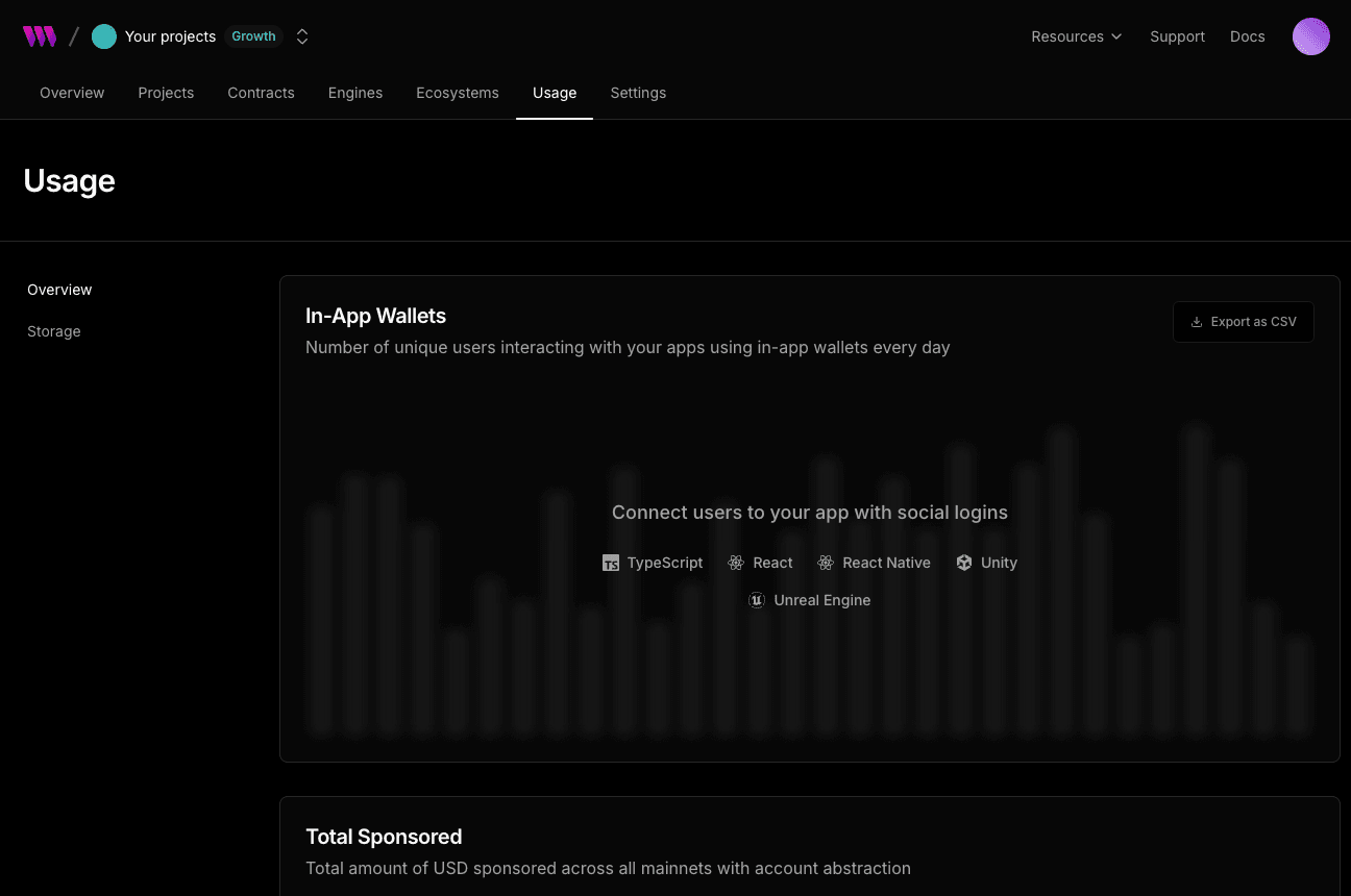 Manage billing for thirdweb Account