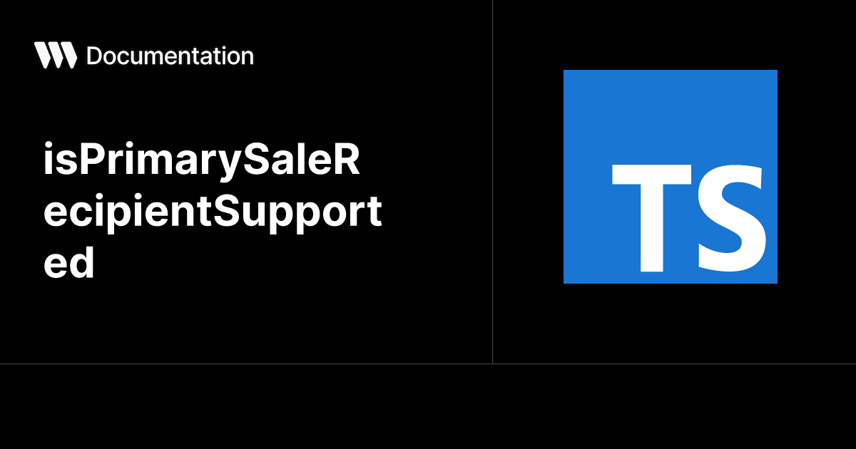 isPrimarySaleRecipientSupported - TypeScript SDK